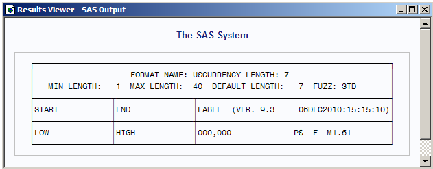 Viewing A Format Definition Using SAS Explorer Base SAS R 9 3 