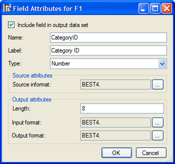 Field Attributes dialog box