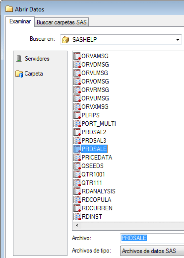 Abrir datos de una librería SAS
