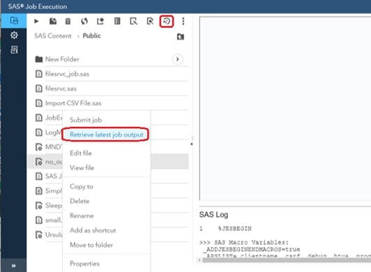 67901 - Viewing the SAS® log for a SAS® Viya® 3.4 job that is created with the SAS® Job ...